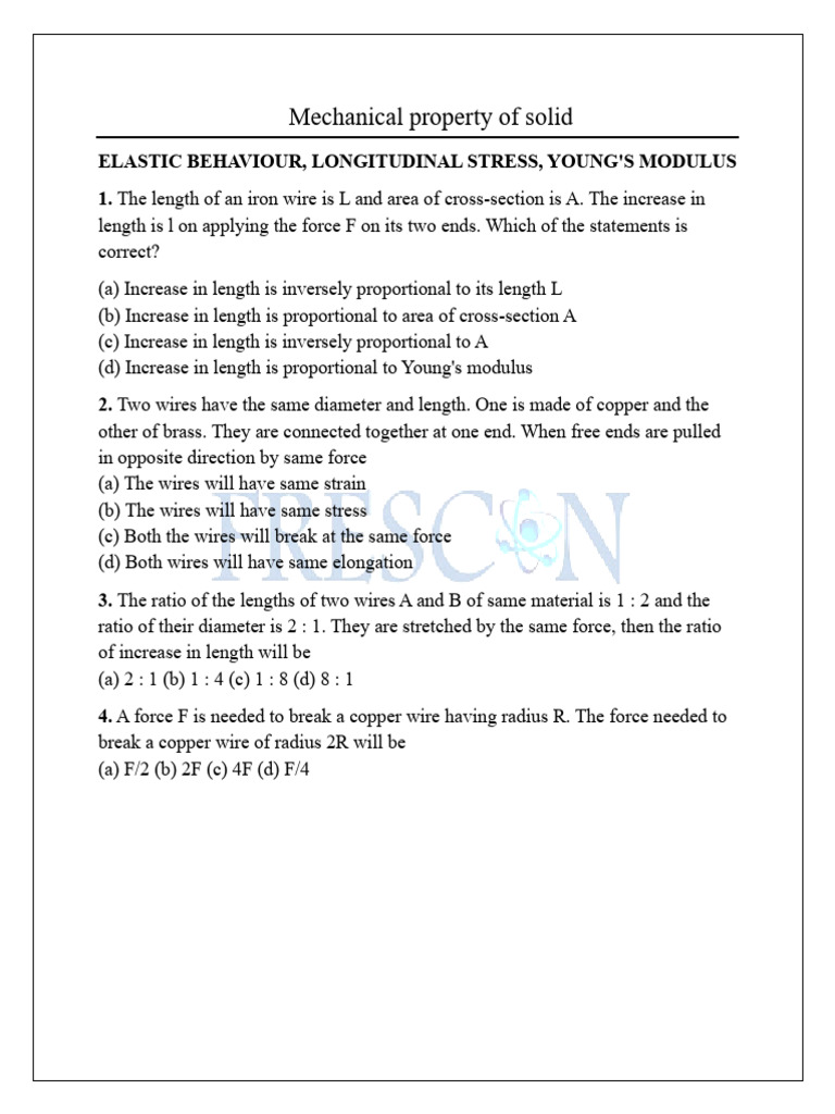Mechanical Property of Solid | PDF | Young's Modulus | Elasticity (Physics)