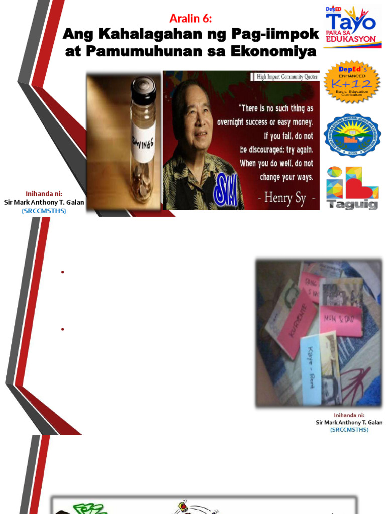 Q3 Aralin 6 Ang Kahalagahan NG Pag Iimpok at Pamumuhunan | PDF