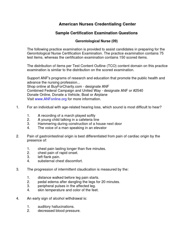 Gerontological Nurse Certification Practice Exam | PDF | Medicare ...