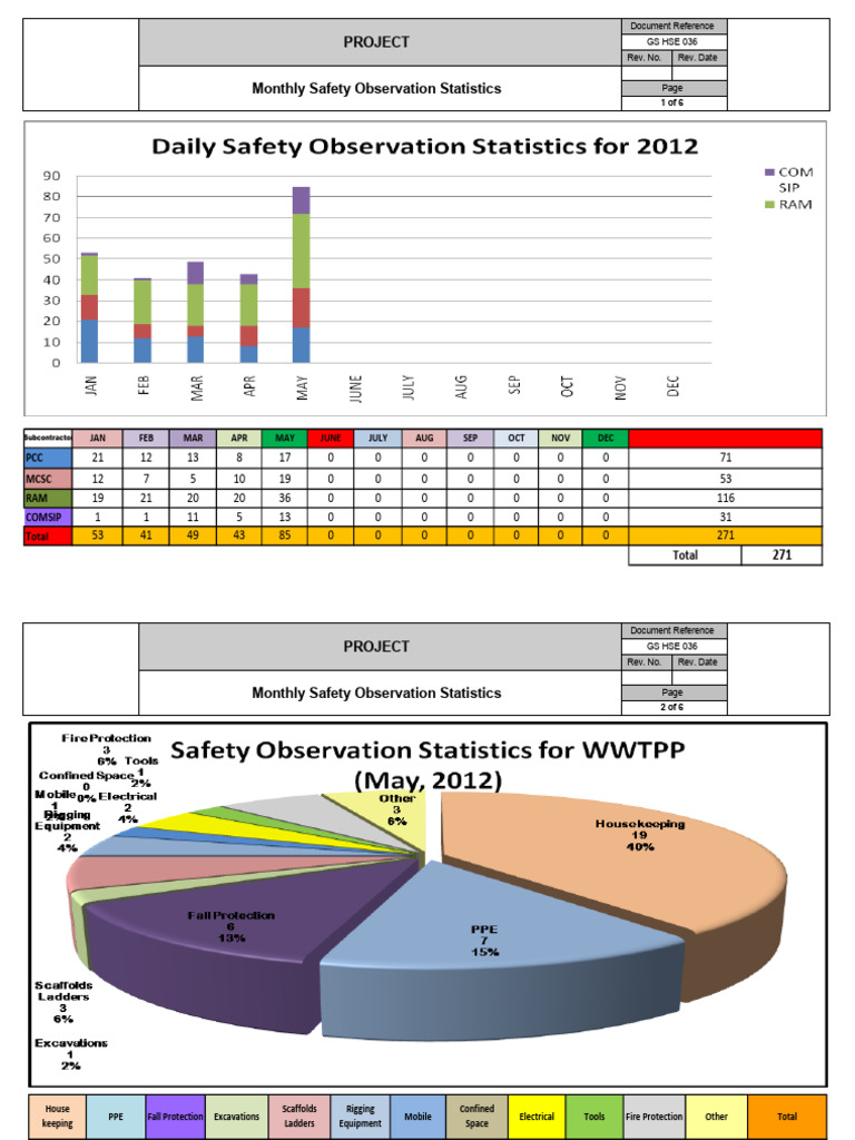 Daily Safety Observation Statistics Dashboard | PDF