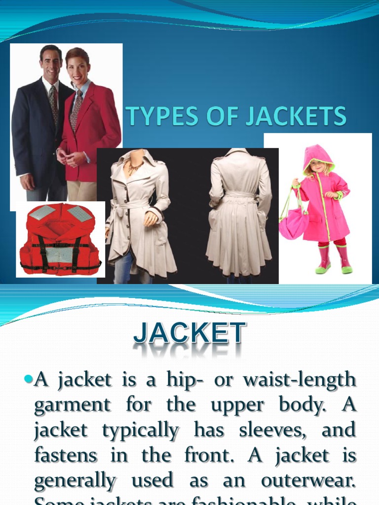 13.types of Jacket | PDF | Coat (Clothing) | Suit (Clothing)