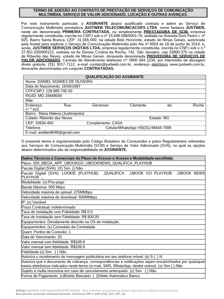 172877-DANIEL-SOARES-DE-OLIVEIRA-D4Sign | PDF | Rede local | Wi-Fi