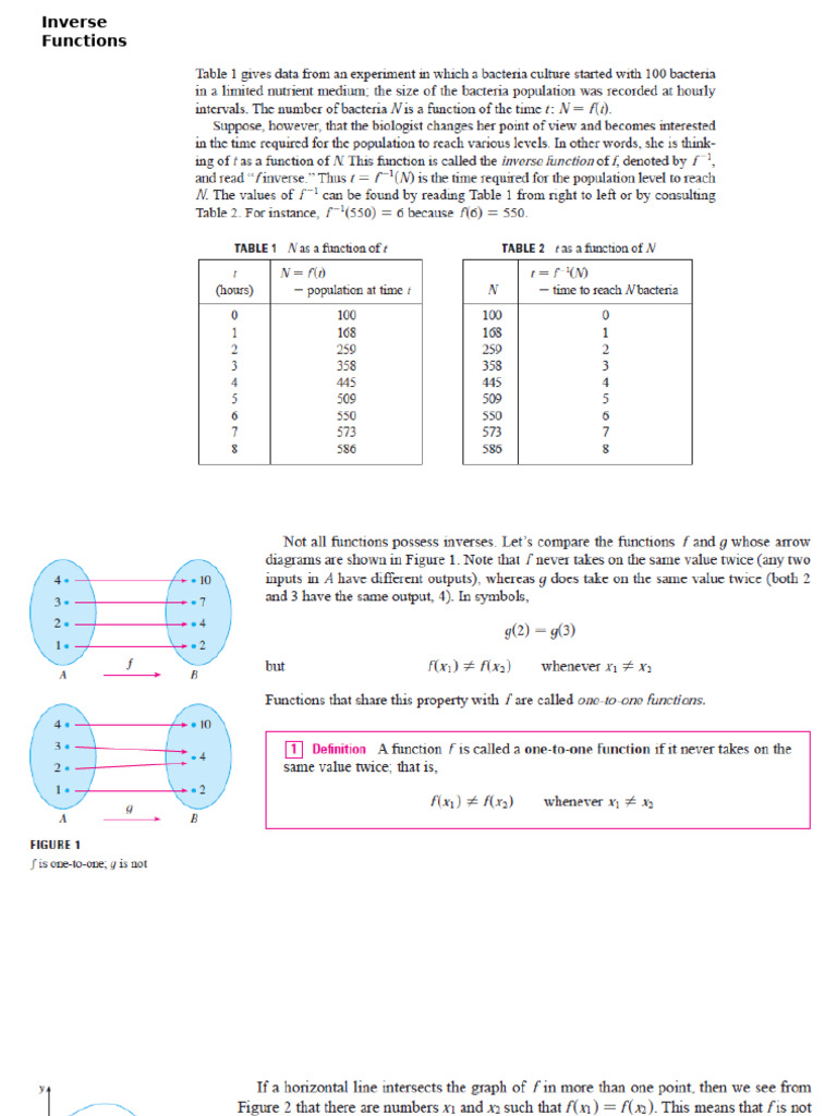 Calculus Week 6 Inverse Functions Part 1 | PDF