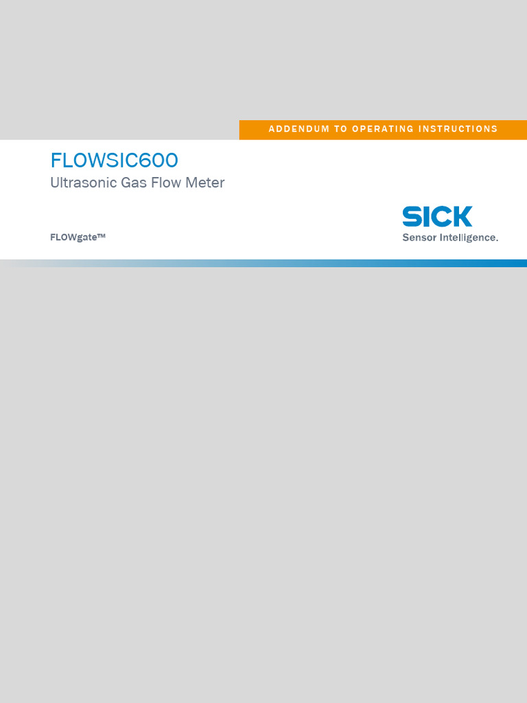 Addendum To Operating Instructions Flowsic600 Flowgate™ Ultrasonic Gas ...