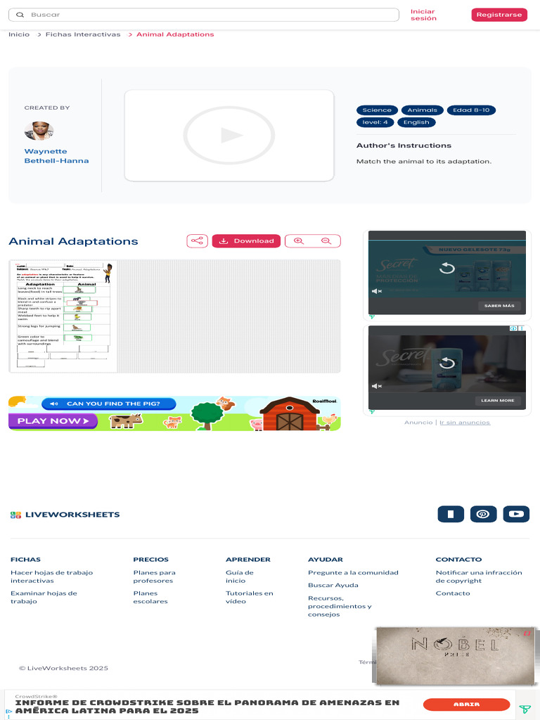 Animal Adaptati Free Interactive Worksheets 454777 2 | PDF