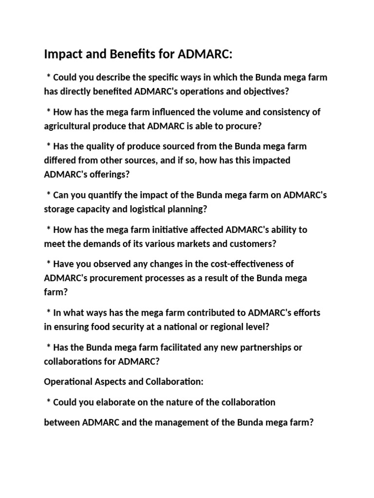 ADMARC Interview 1 | PDF