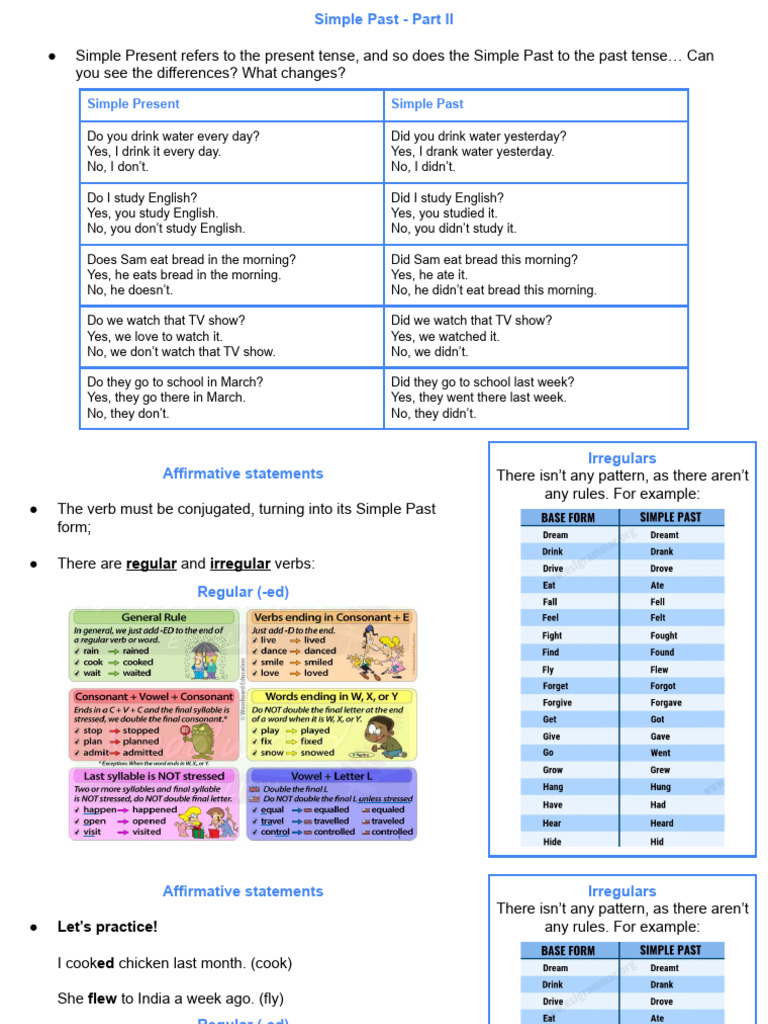Understanding Simple Past Tense Usage | PDF | Grammar | Morphology