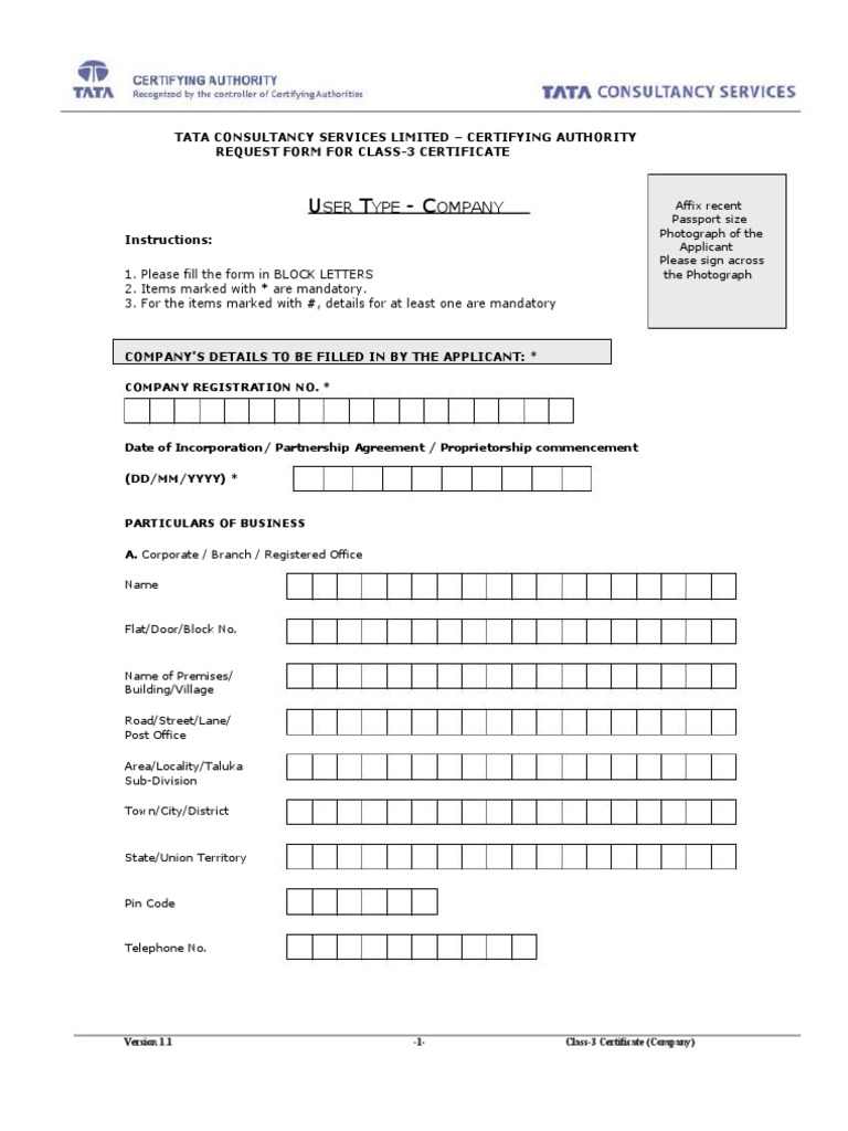 Tcs Class 3 Digital Signature Certificate | PDF | Public Key ...