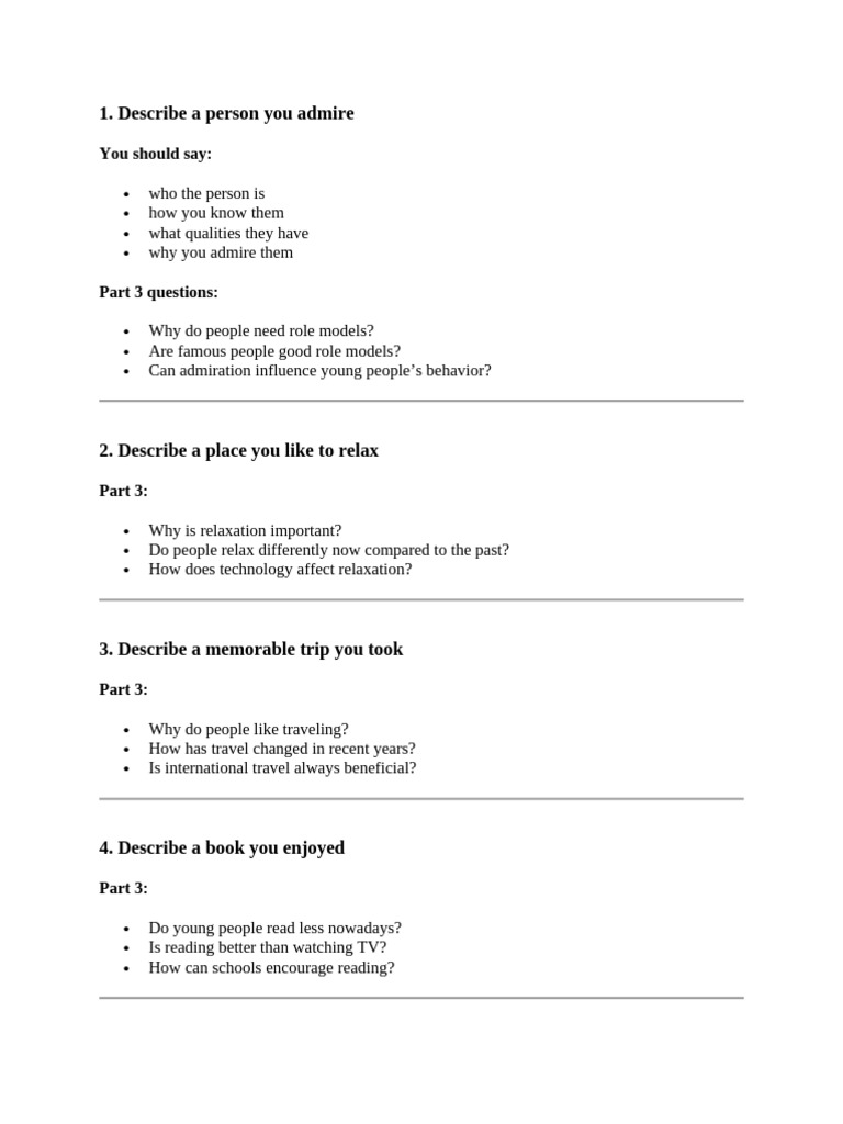 Ielts Speaking Package 1 | PDF