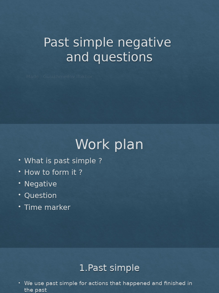 Past Simple: Negatives and Questions Guide | PDF