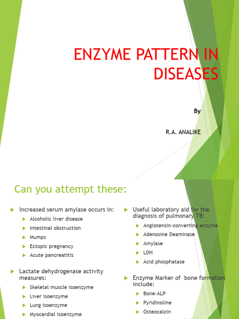 Enzyme Pattern in Diseases LECTURE NOTE 2025 | PDF | Lactate ...