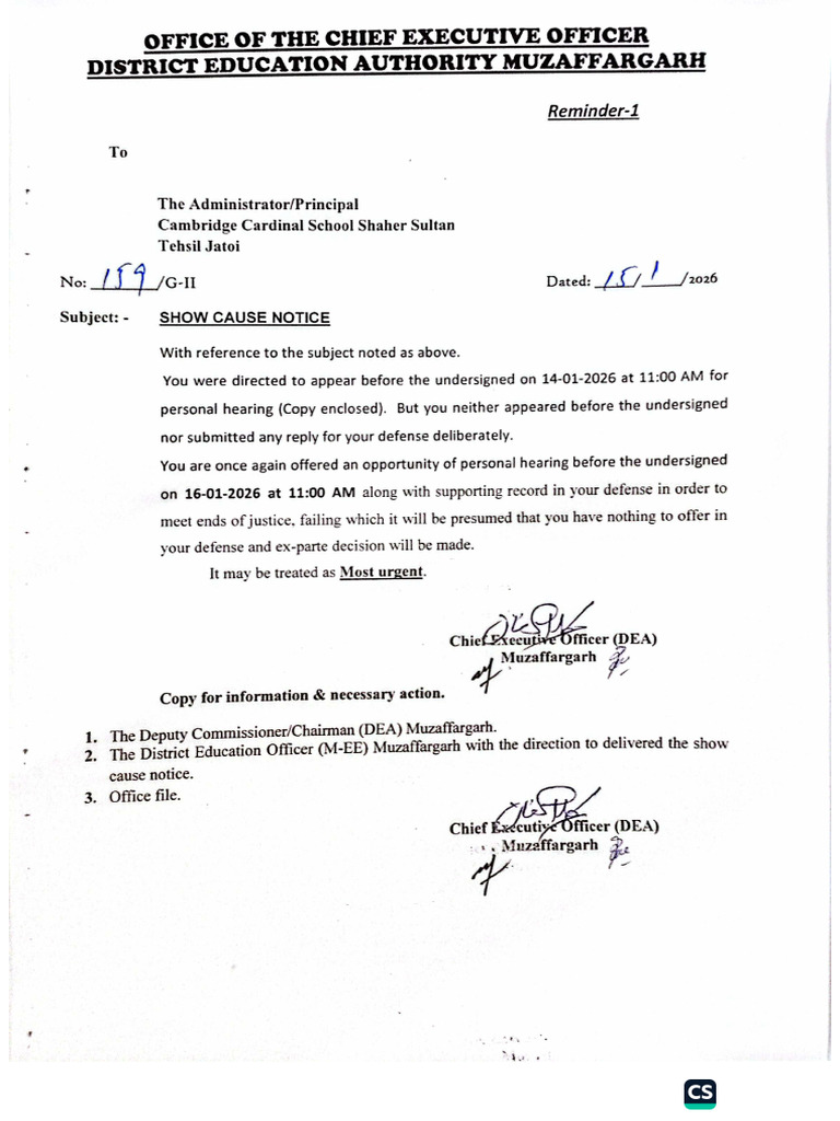 Cambridge Cardinal School Shaher Sultan | PDF