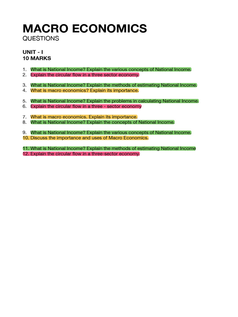Macro Economics (Questions) | PDF | Keynesian Economics | Multiplier ...