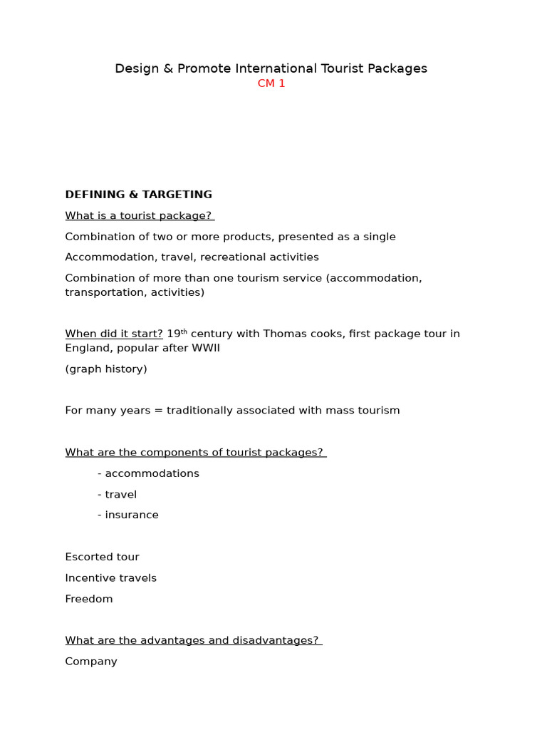 Design & Promote International Tourist Packages | PDF | Tourism ...