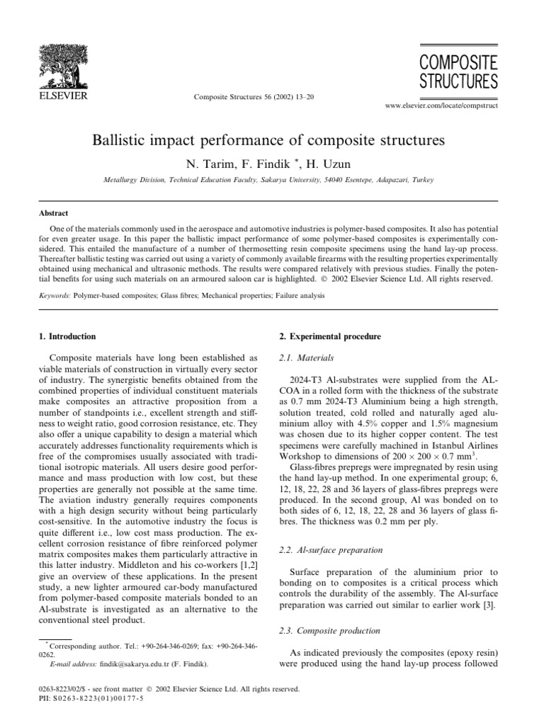 Ballistic Impact Performance of Composit | PDF | Composite Material ...