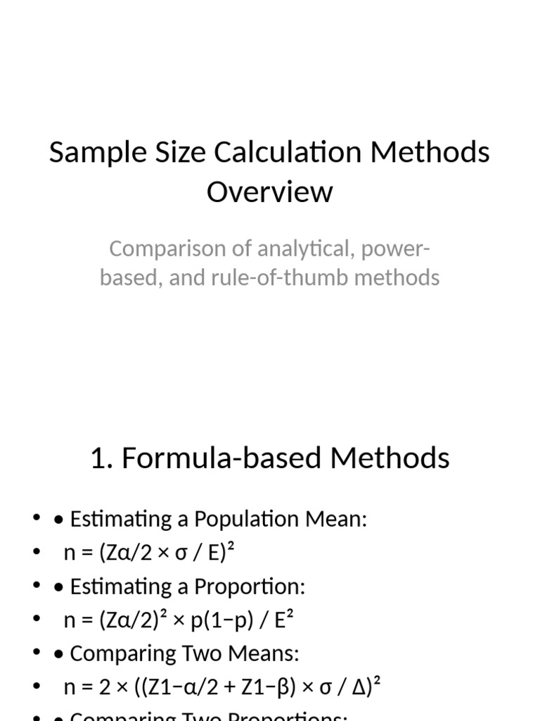 Sample Size Calculation Methods | PDF