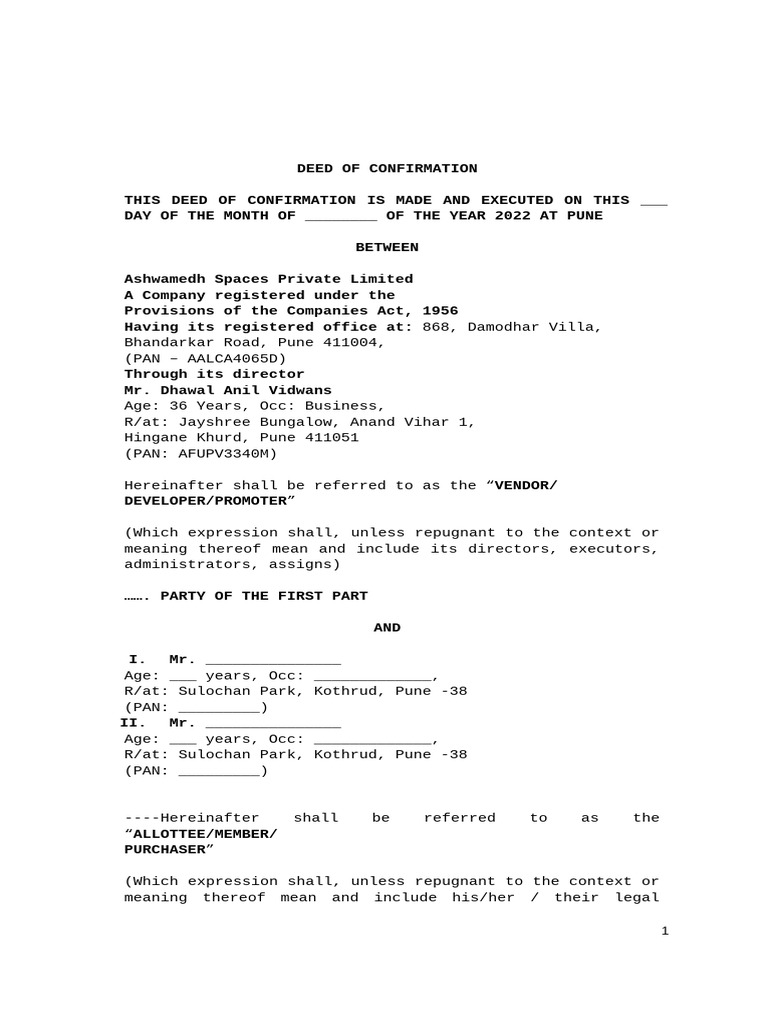 Deed of Confirmation for Property Redevelopment | PDF | Taxes | Payments