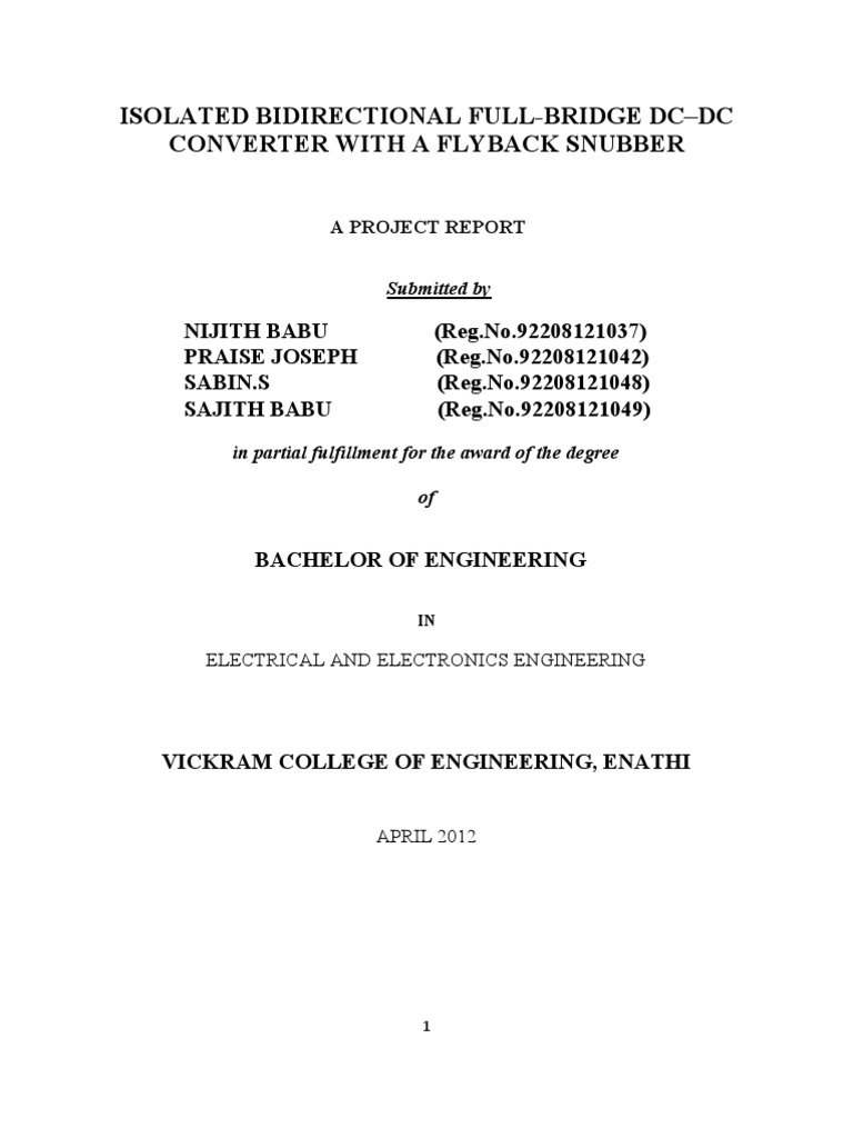 Isolated Bidirectional Full-Bridge DC-DC Converter With A Flyback ...