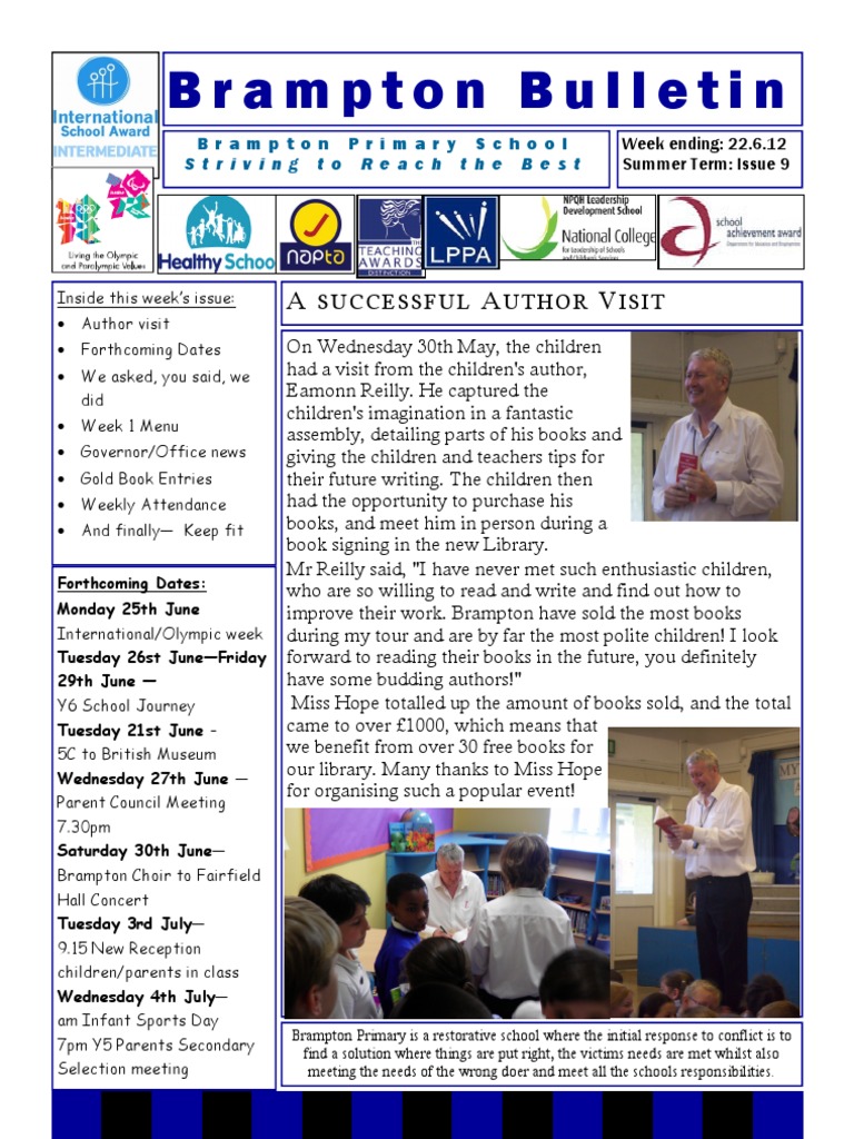 Author Eamonn Reilly Inspires Students | PDF | Roasting | Baking