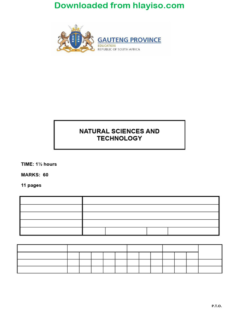 Grade 6 Natural Sciences Exam 2024 | PDF | Water | Solubility