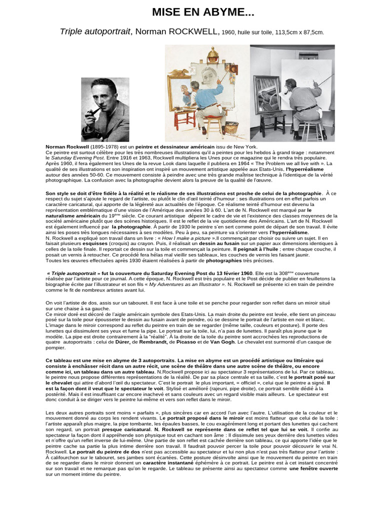 Triple autoportrait de Norman Rockwell | PDF | Peintures | Arts