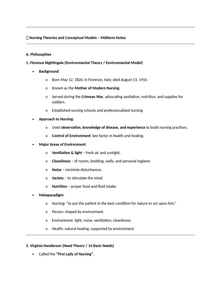 Nursing Theories and Conceptual Models | PDF | Nursing | Psychology