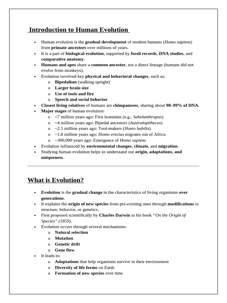 Introduction To Human Evolution T C | PDF | Human Evolution | Homo