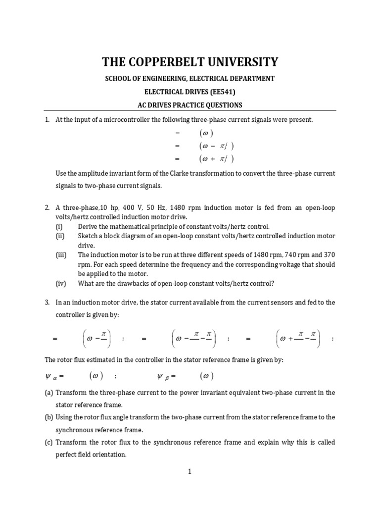 AC Drives Practice Questions for EE541 | PDF | Electric Motor ...