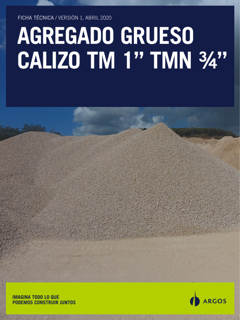 Ficha Tecnica Agregado Grueso Calizo | PDF | Hormigón | Ingeniería de ...