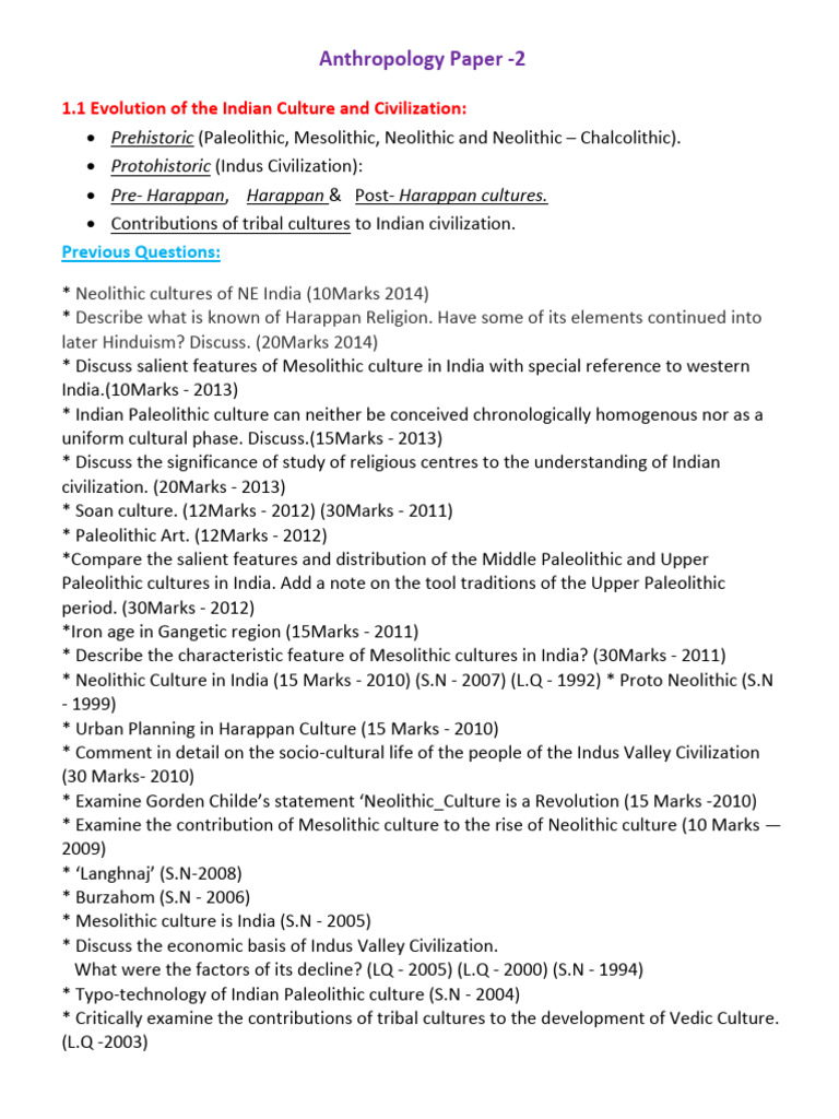 Anthro Paper2 Qp | PDF | Tribe | Caste