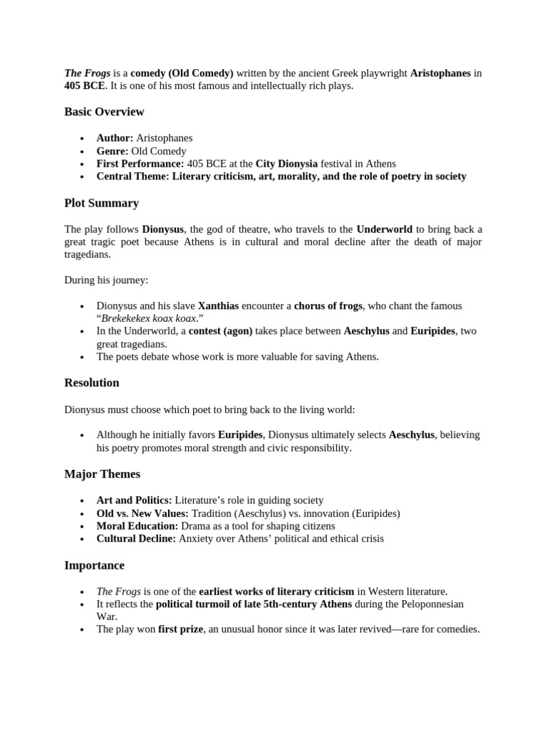 Overview of the Frog Play | PDF
