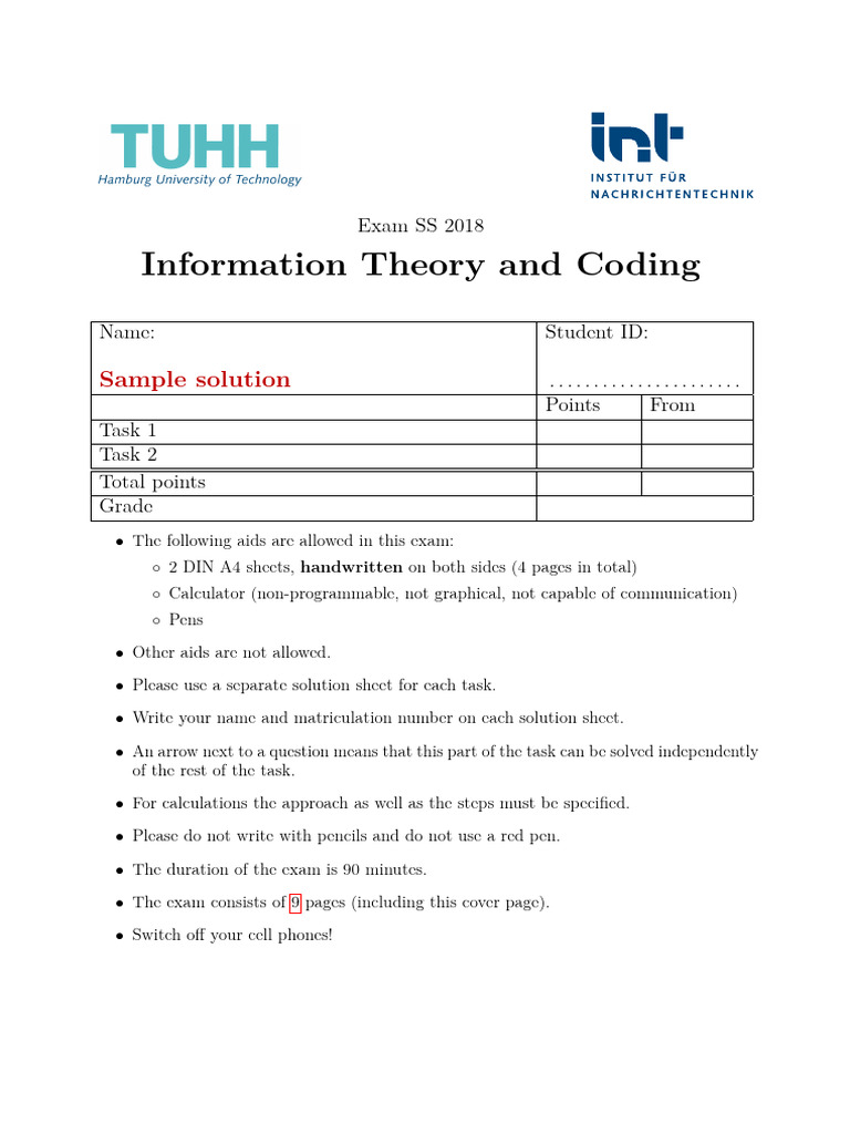 Exam ITC SS18 Solved | PDF | Code | Computer Engineering