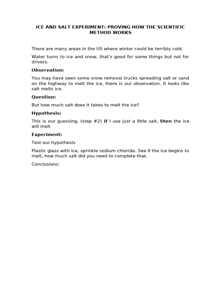 5th Grade - Ice and Salt Experiment | PDF