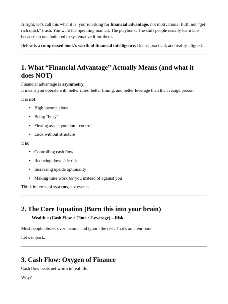 Financial Advantage: The Ultimate Playbook | PDF | Leverage (Finance ...