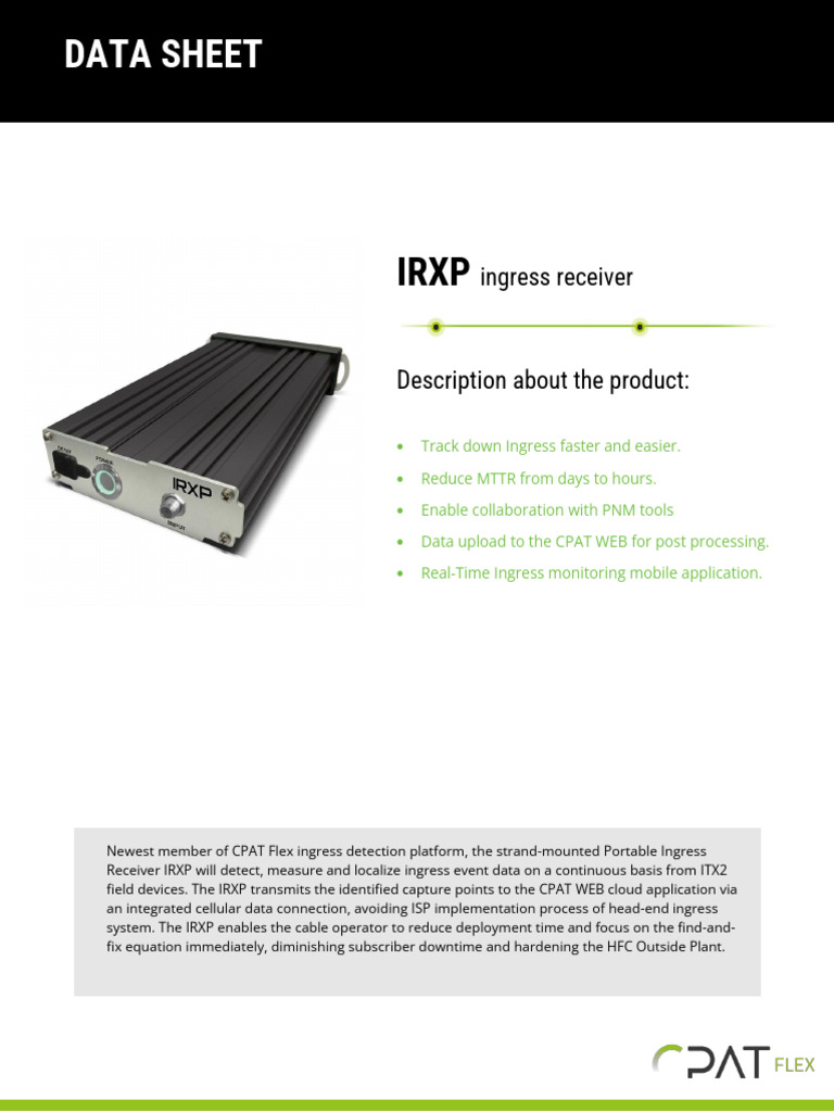IRXP Ingress Receiver Data Sheet | PDF | Electrical Engineering ...