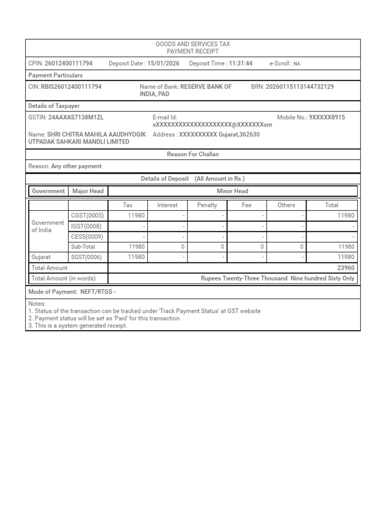 GST Challan Receipt | PDF