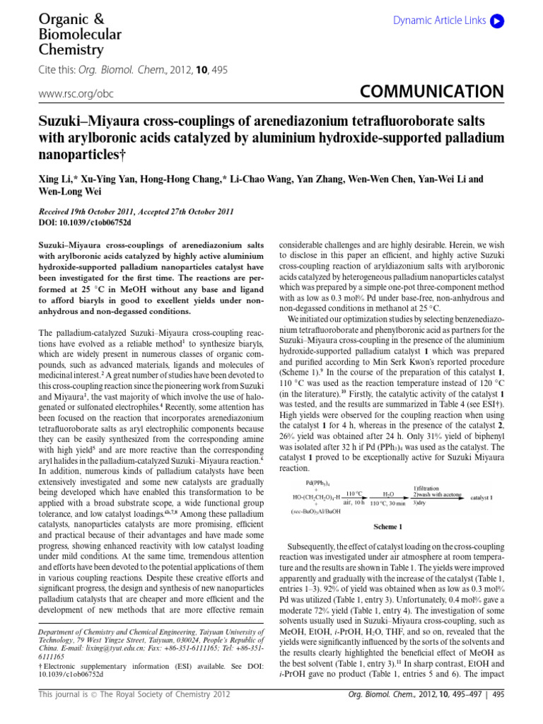 Efficient Suzuki Coupling with Palladium Nanoparticles | PDF ...