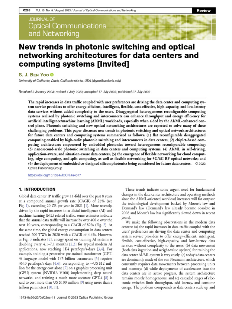 Trends in Photonic Switching for Data Centers | PDF | Computer Network ...
