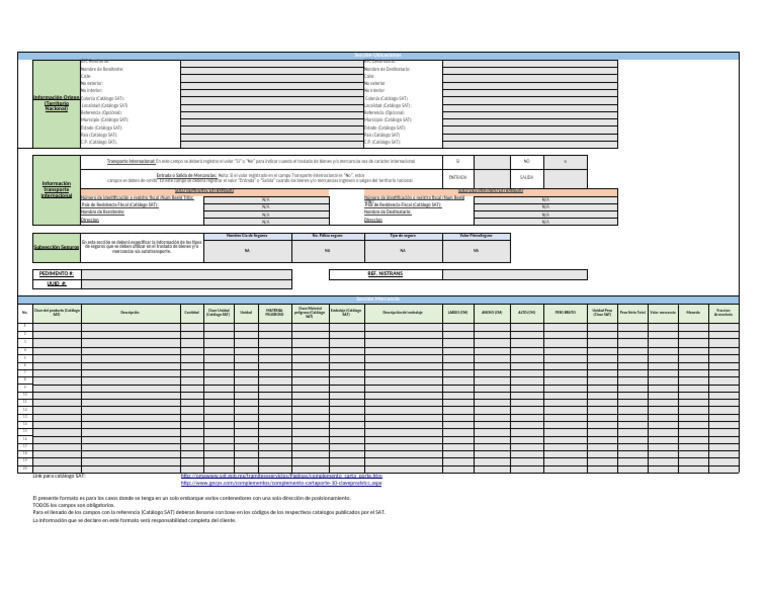 Formato de Información de Embarque SAT | PDF