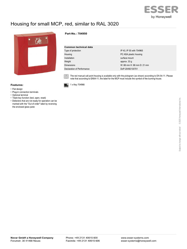 704950 - Housing for Small MCP Red Similar to RAL 3020 | PDF