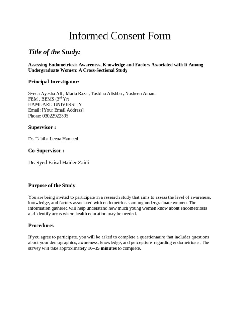 Informed Consent Form (1) | PDF | Informed Consent