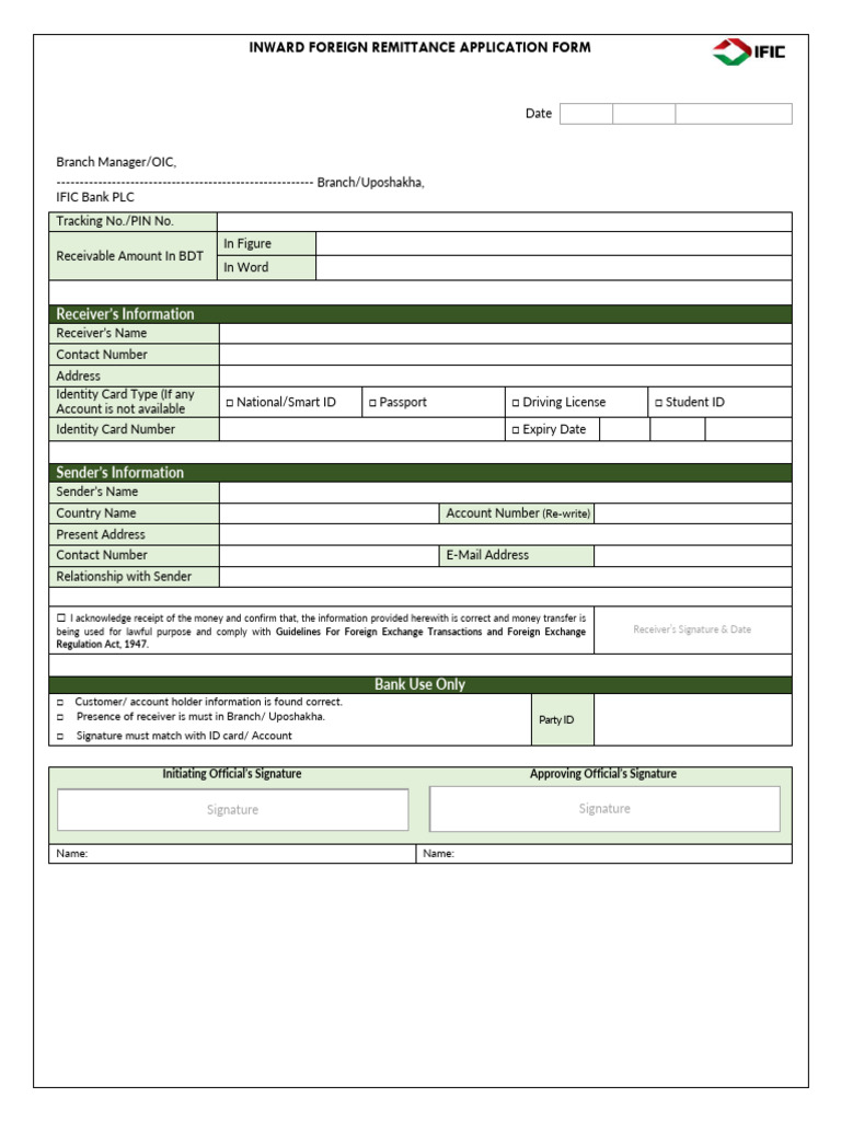 1744877573_Inward Foreign Remittance Application Form | PDF