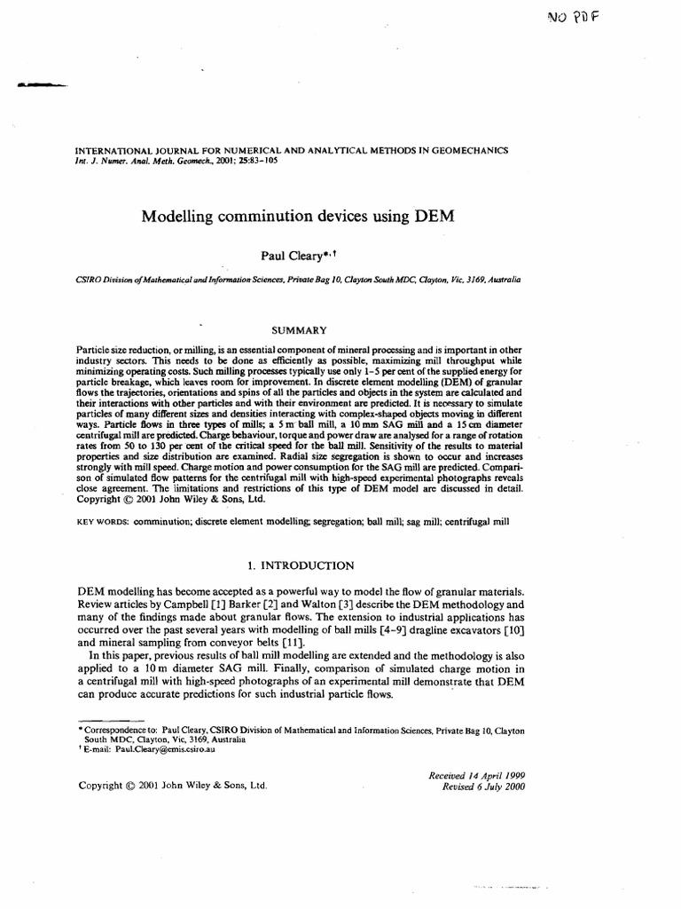 Modelling Comminution Devices Using DEM | PDF | Mill (Grinding) | Force