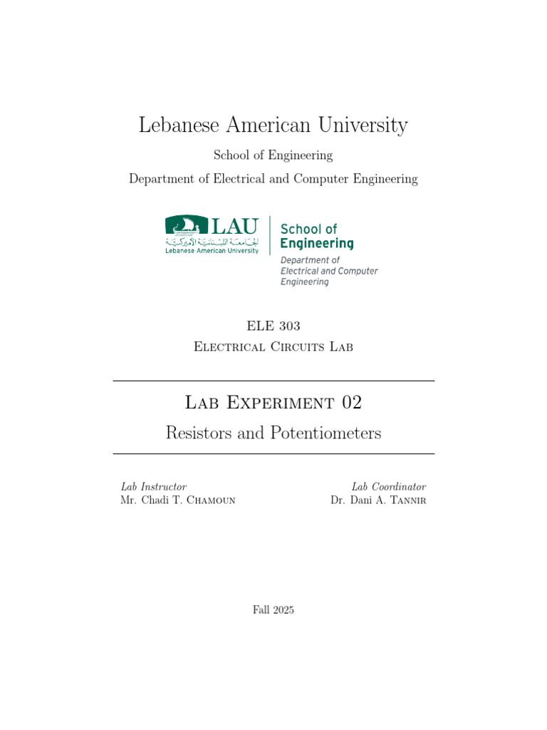 Electrical Circuits Lab: Resistors & Potentiometers | PDF | Resistor ...