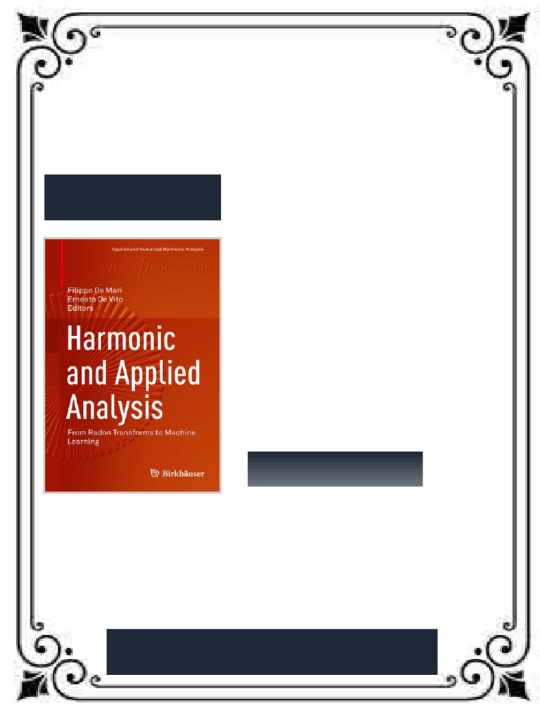 Harmonic and Applied Analysis From Radon Transforms to Machine Learning ...