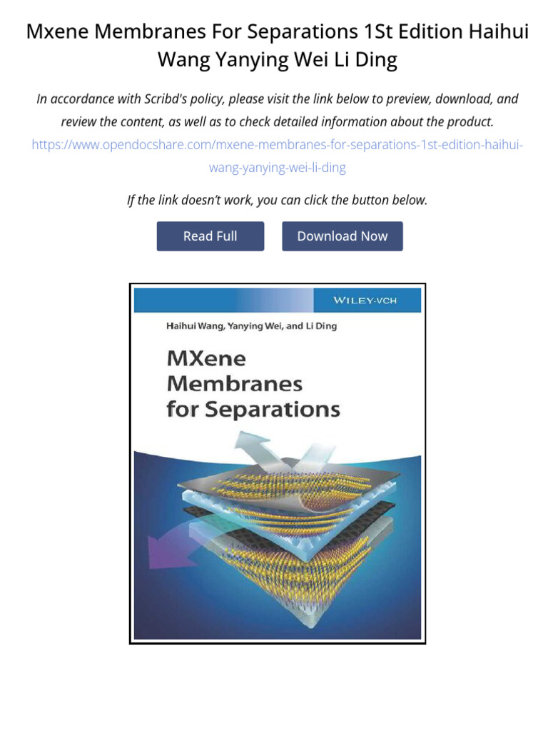 MXene Membranes for Separations 1st Edition Haihui Wang Yanying Wei Li ...
