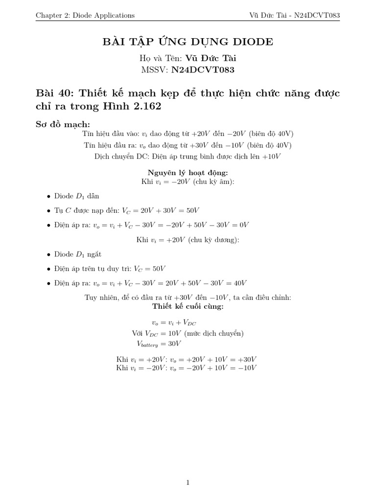 Bai Tap Diodes | PDF