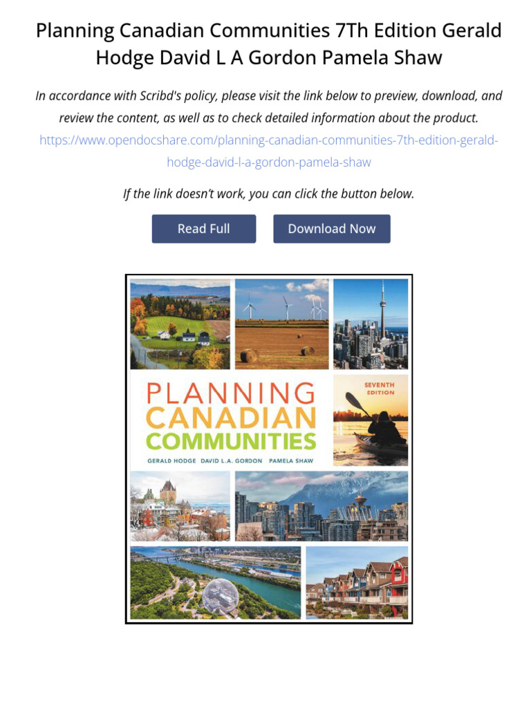Planning Canadian Communities 7th Edition Gerald Hodge David L A Gordon ...