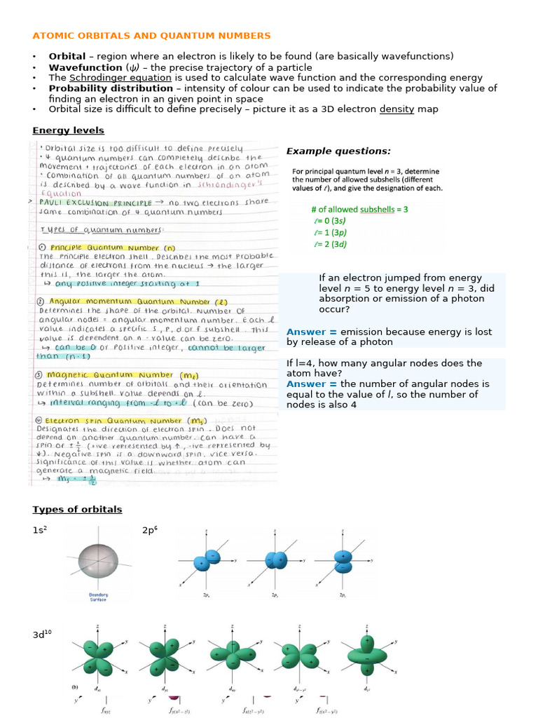 Week3 Notes | PDF | Atomic Orbital | Electron