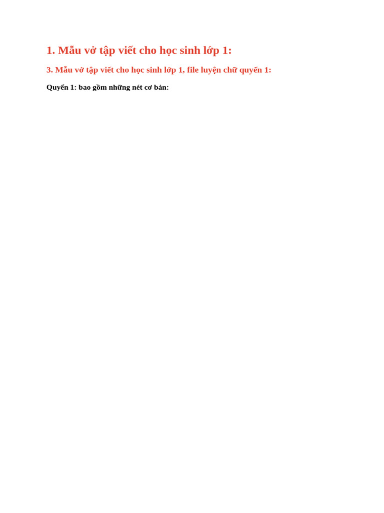 Mau Vo Tap Viet Cho Hoc Sinh Lop 1 File Luyen Chu Quyen 1 2 Pdf